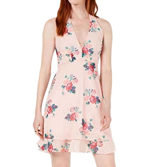 19 Cooper | Dresses | 9 Cooper Floral Swiss Dot Aline Halter Dress ...